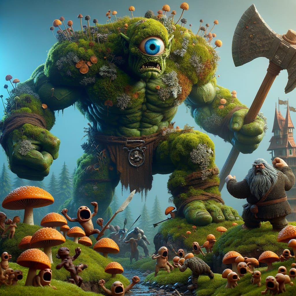 Lord of the Forest - Cyclops Confronts Ogre in Animated Gard...