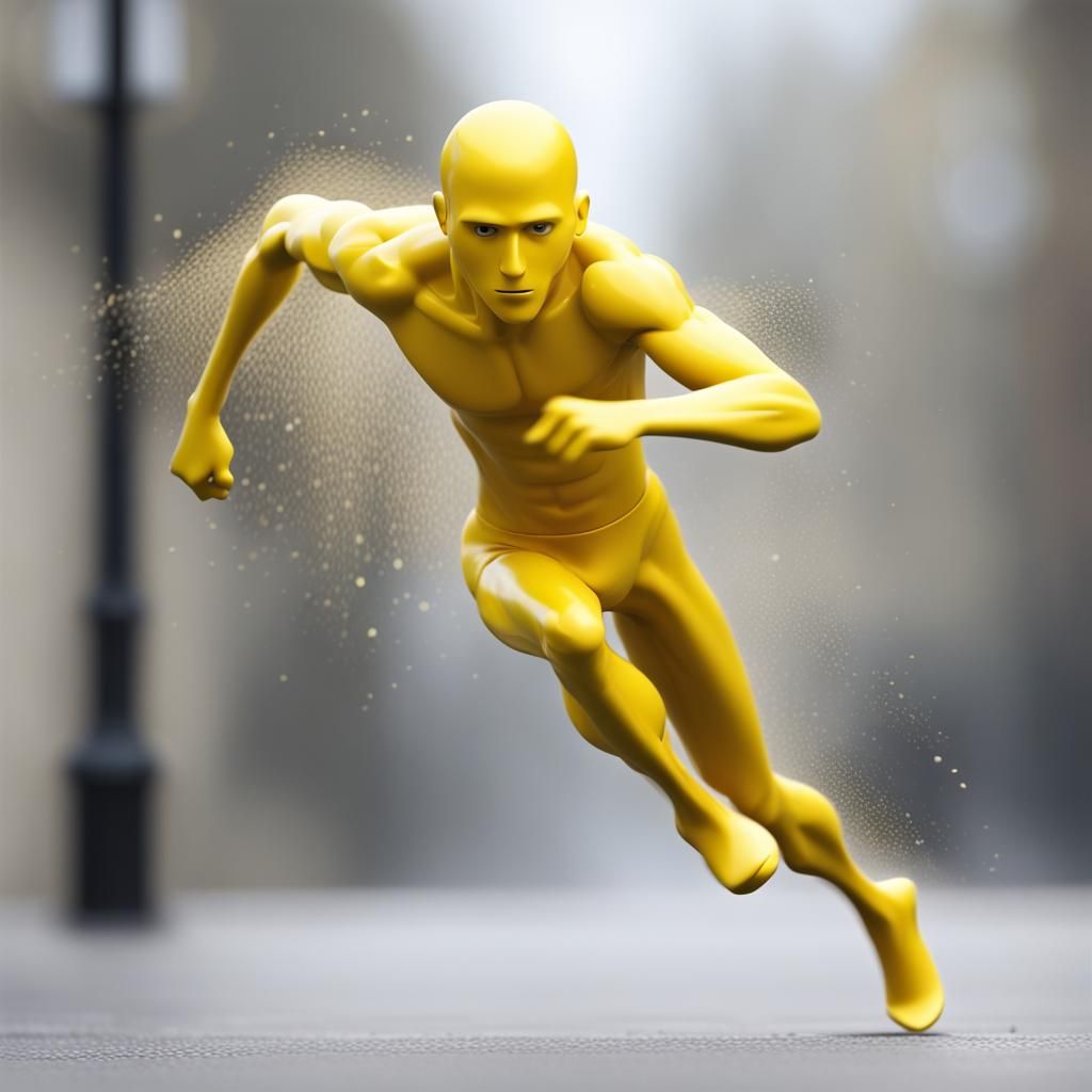 yellow man running 1 - AI Generated Artwork - NightCafe Creator