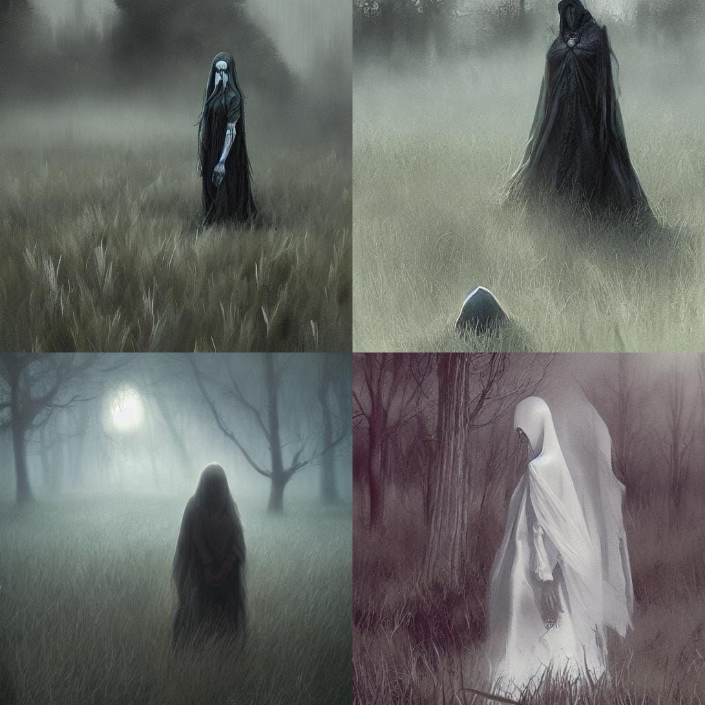a ghost in a grass with horror dressup - AI Generated Artwork ...