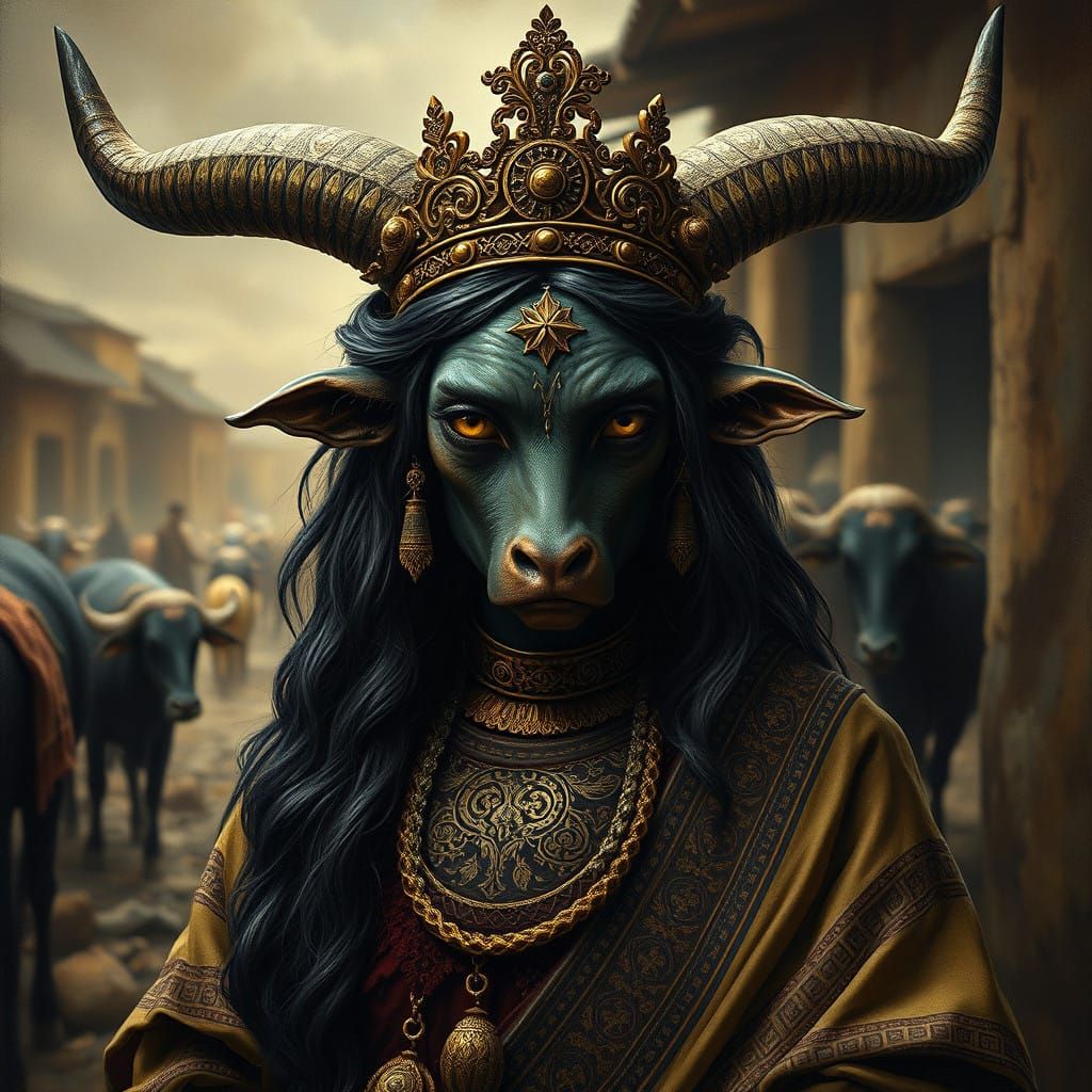 Ancient Iranian Goddess Drvaspa in Epic Oil Painti... - AI Art