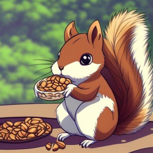 cute squirrel eating some nuts - AI Generated Artwork - NightCafe Creator