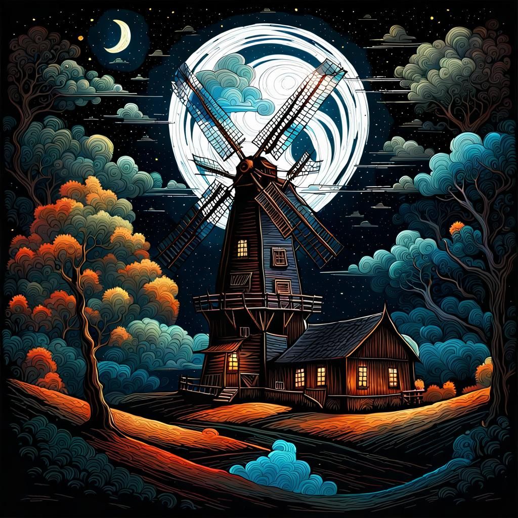 old windmill - AI Generated Artwork - NightCafe Creator