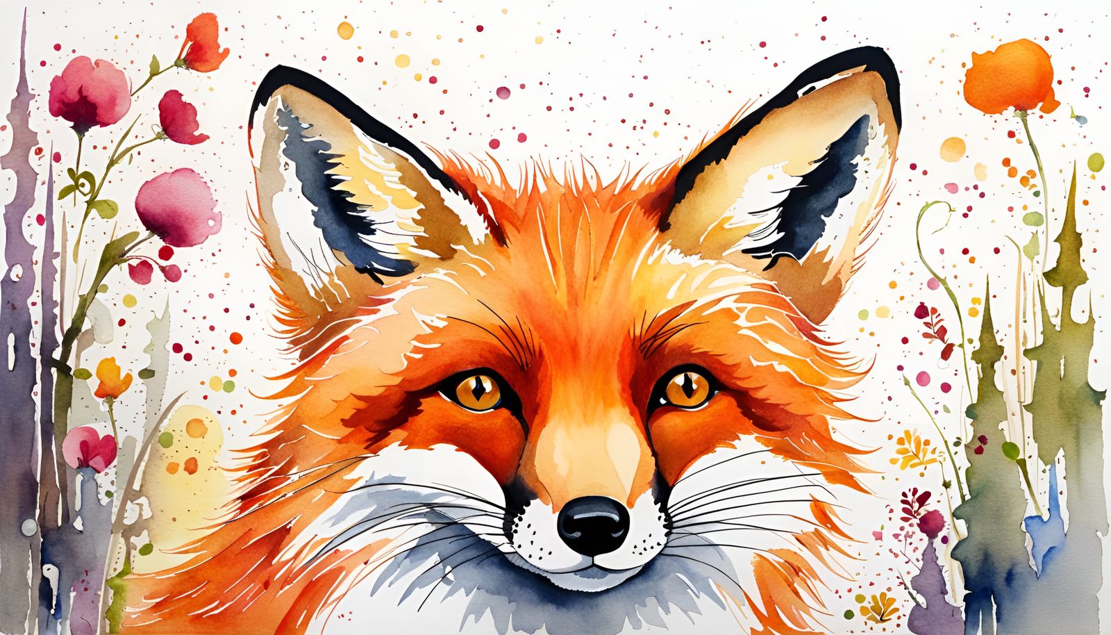 "A watercolor of a cartoon fox by Richard Bramble:: Watercolor ...