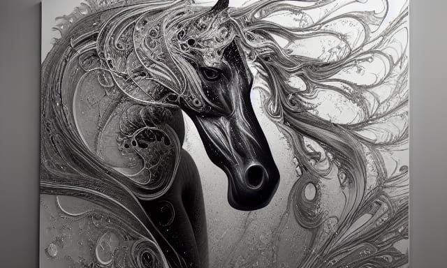 horse - full scale portrait, intricately detailed body, splash art ...
