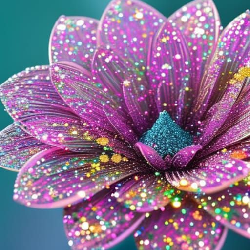A glitter flower made from glitter. Glimmering. High resolution. - AI ...