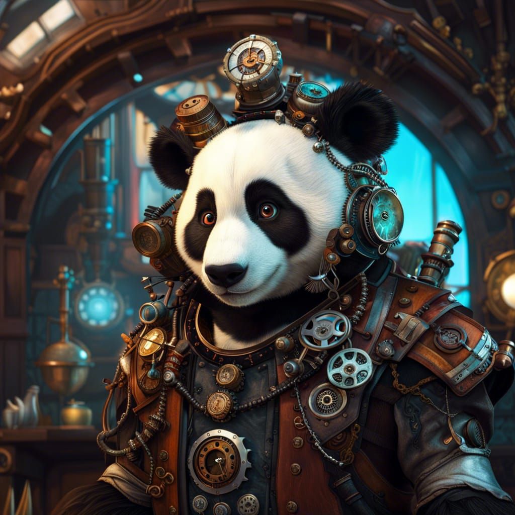 Steampunk Panda - AI Generated Artwork - NightCafe Creator