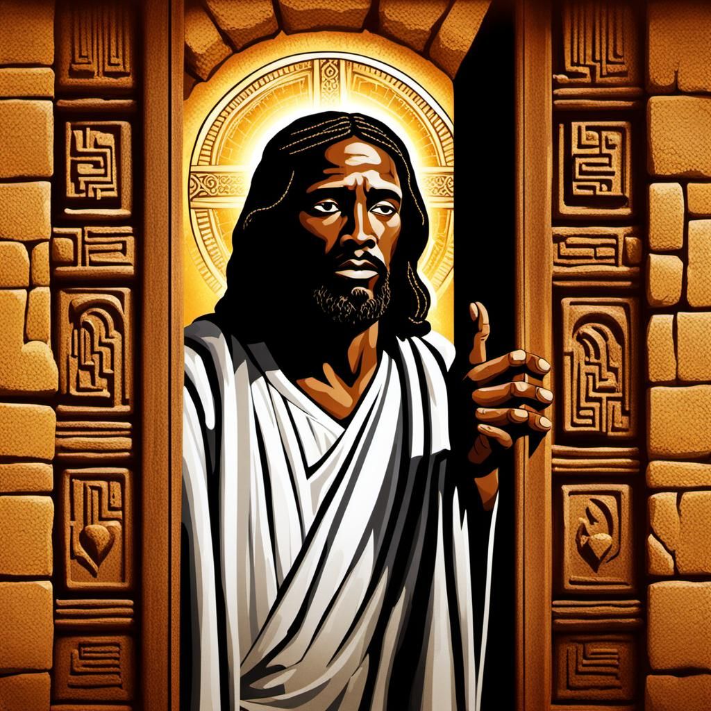 Behold, He stands at the door of your heart - Knocking. - AI Generated Artwork - NightCafe Creator