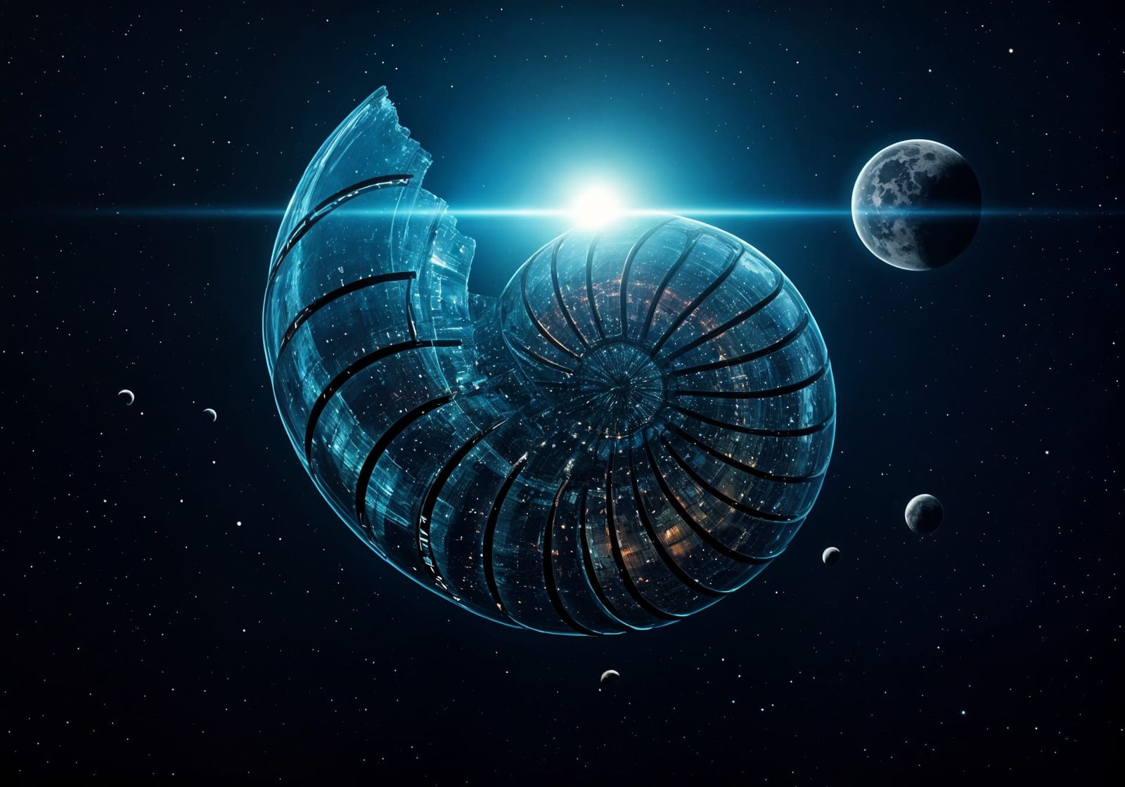 Shell-Shaped Space Station - Surreal Nautilus Space Station ...