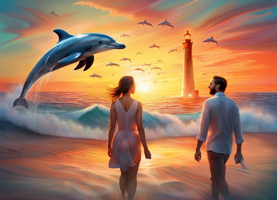 A married couple saw a flock of dolphin - AI Generated Artwork ...