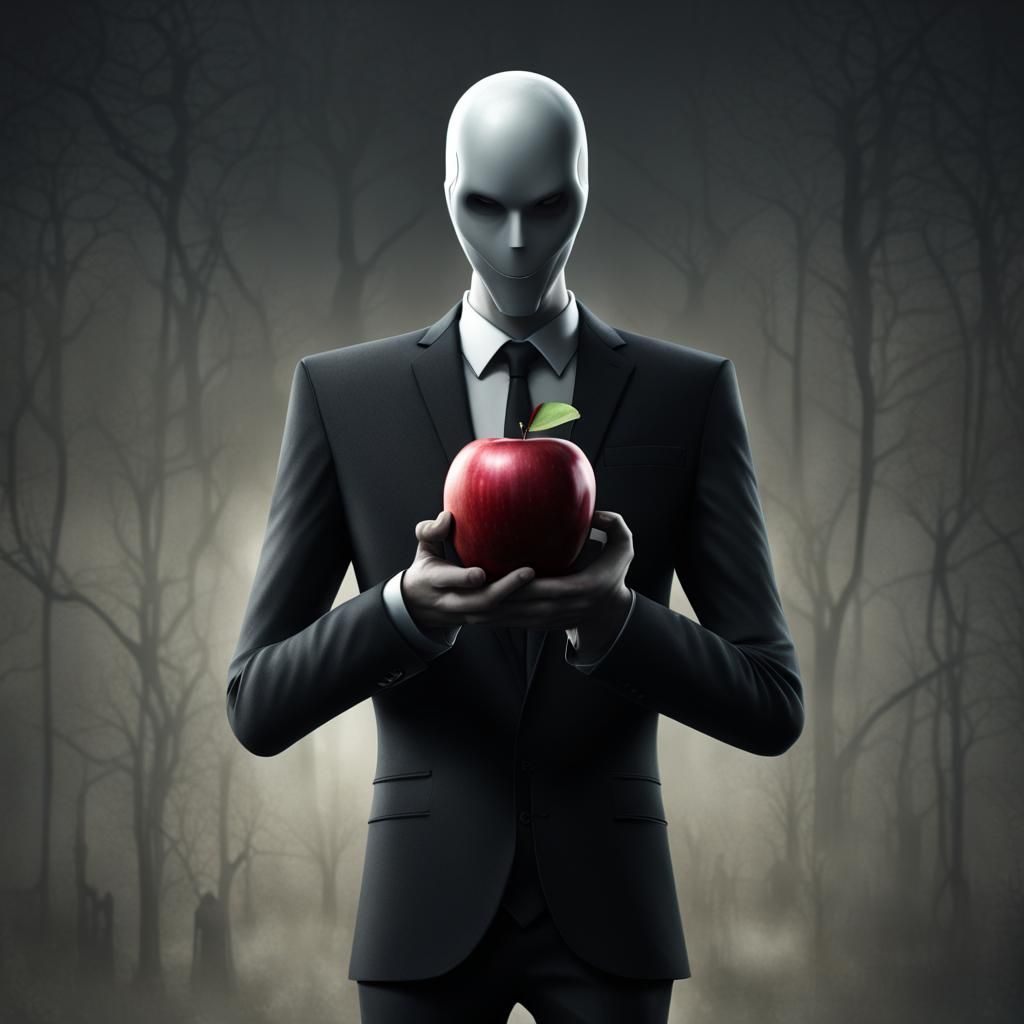 Slenderman Holding an Apple - AI Generated Artwork - NightCafe Creator