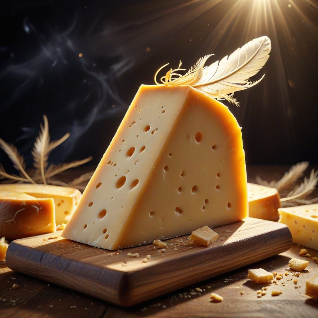 Epic Cheese Radiates Heavenly Aura with Golden Fea... - AI Art