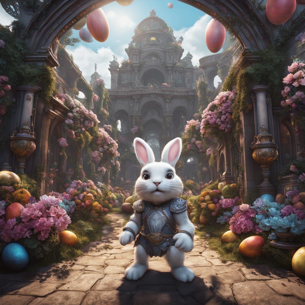 Easter Bunny Action Figure Box Art in White Leathe... - AI Art