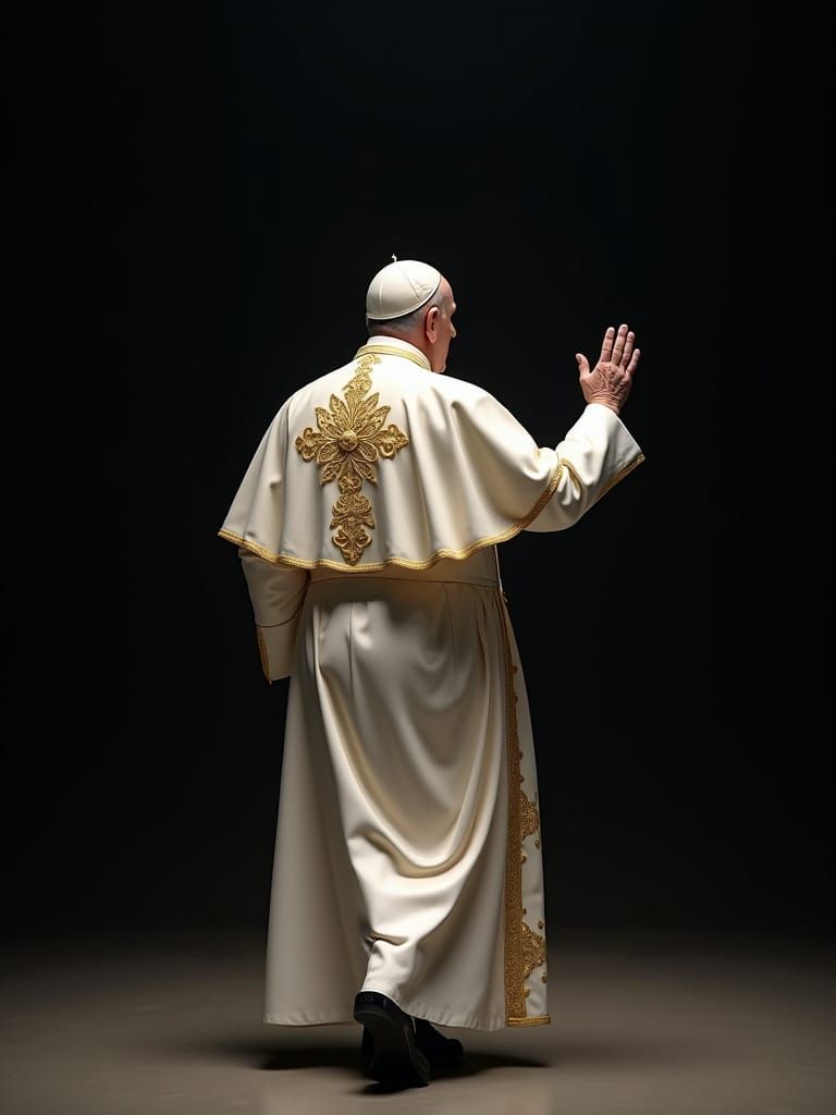 Pope Francis in Elegant White Papal Robes with Gen... - AI Art