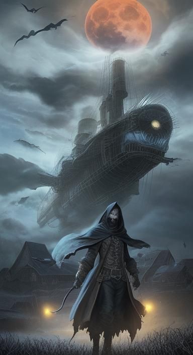 airship final fantasy box art style sky still-motion effect time ...