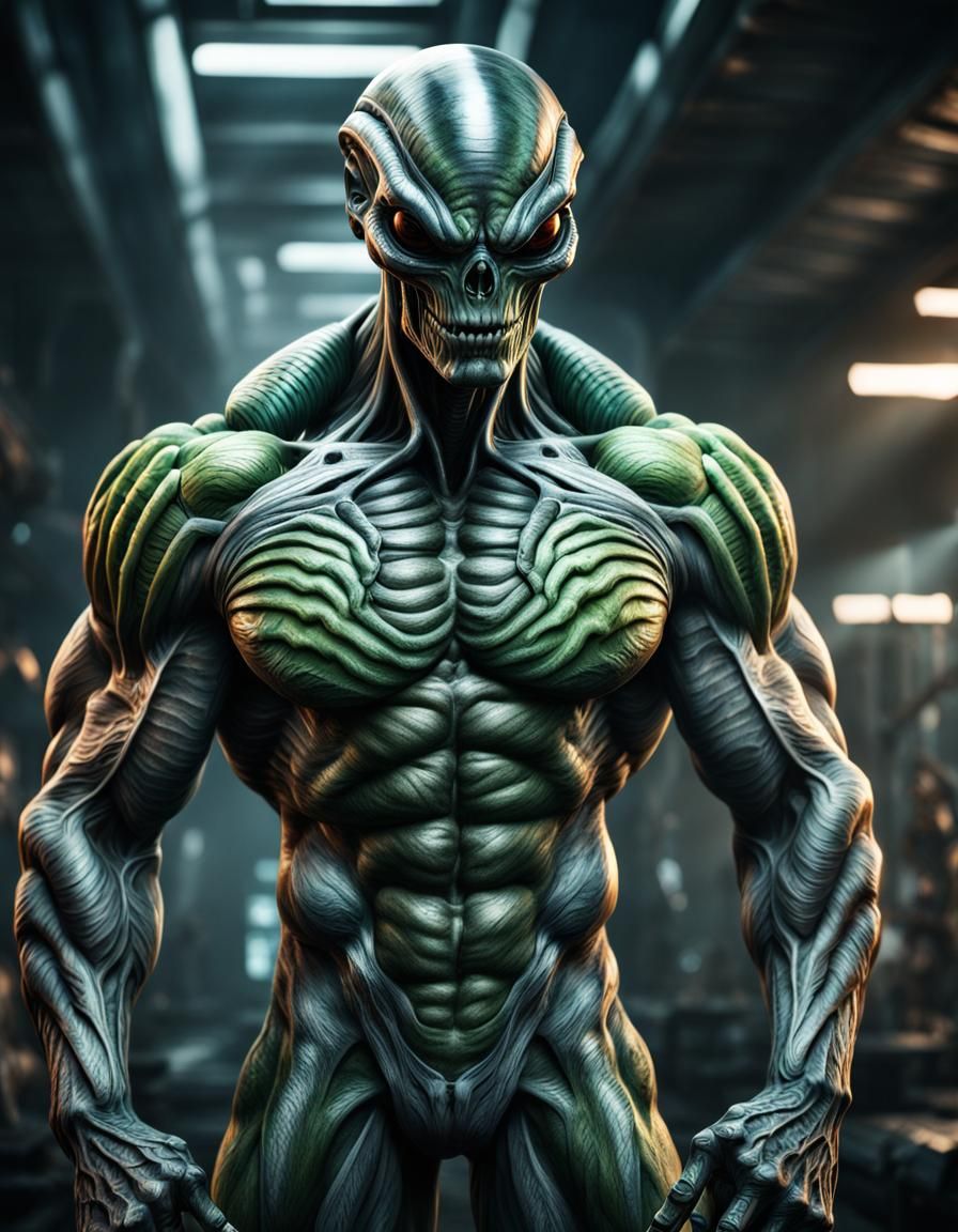 Alien muscular muscle man,8k resolution concept art - AI Generated ...