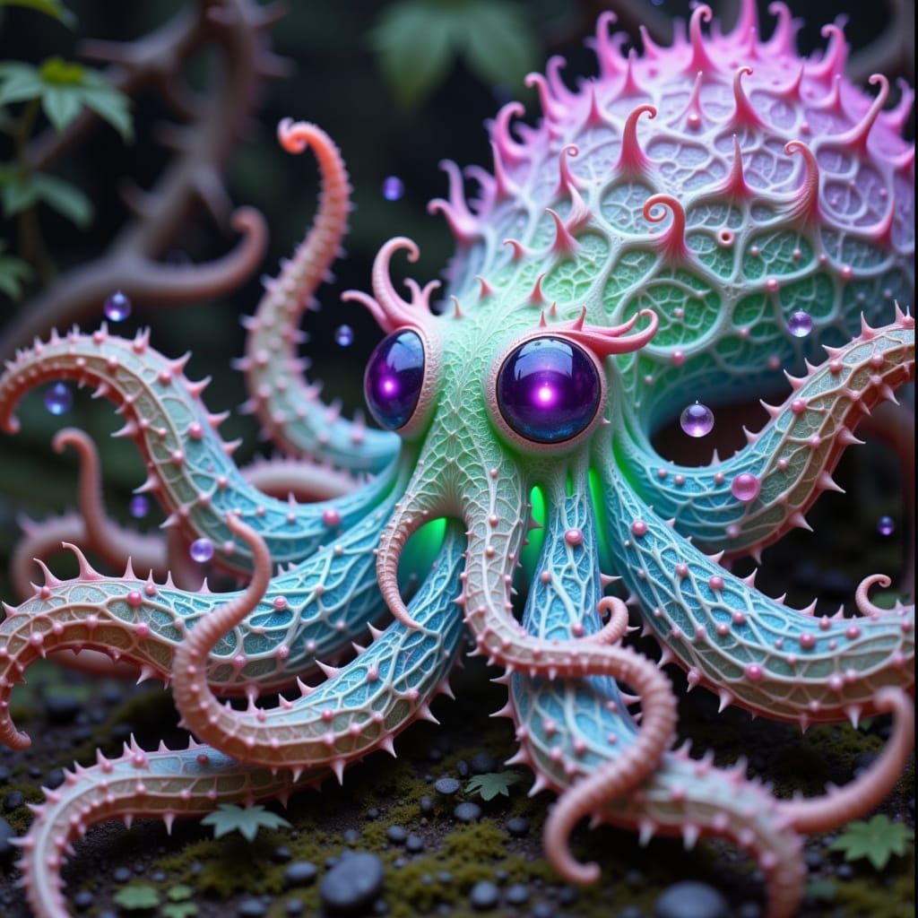 Mystical Octopus Spider Hybrid in Ethereal Glow - AI Art