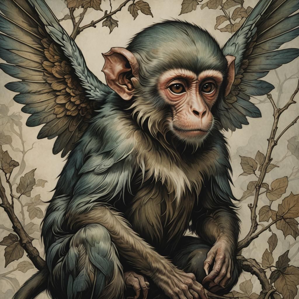 Winged Monkey #4 - AI Generated Artwork - NightCafe Creator