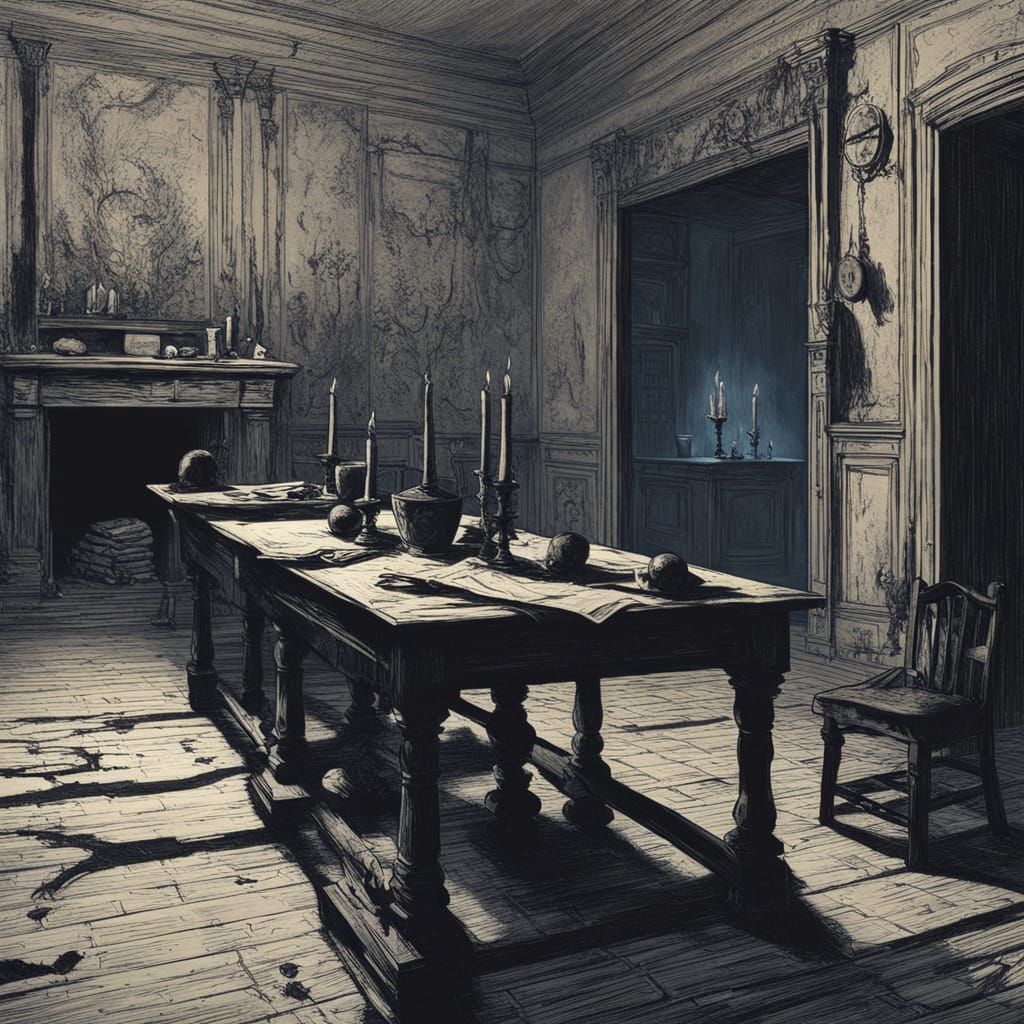 Old creepy interier of kitchen - Gothic Horror Kitchen in Ci...