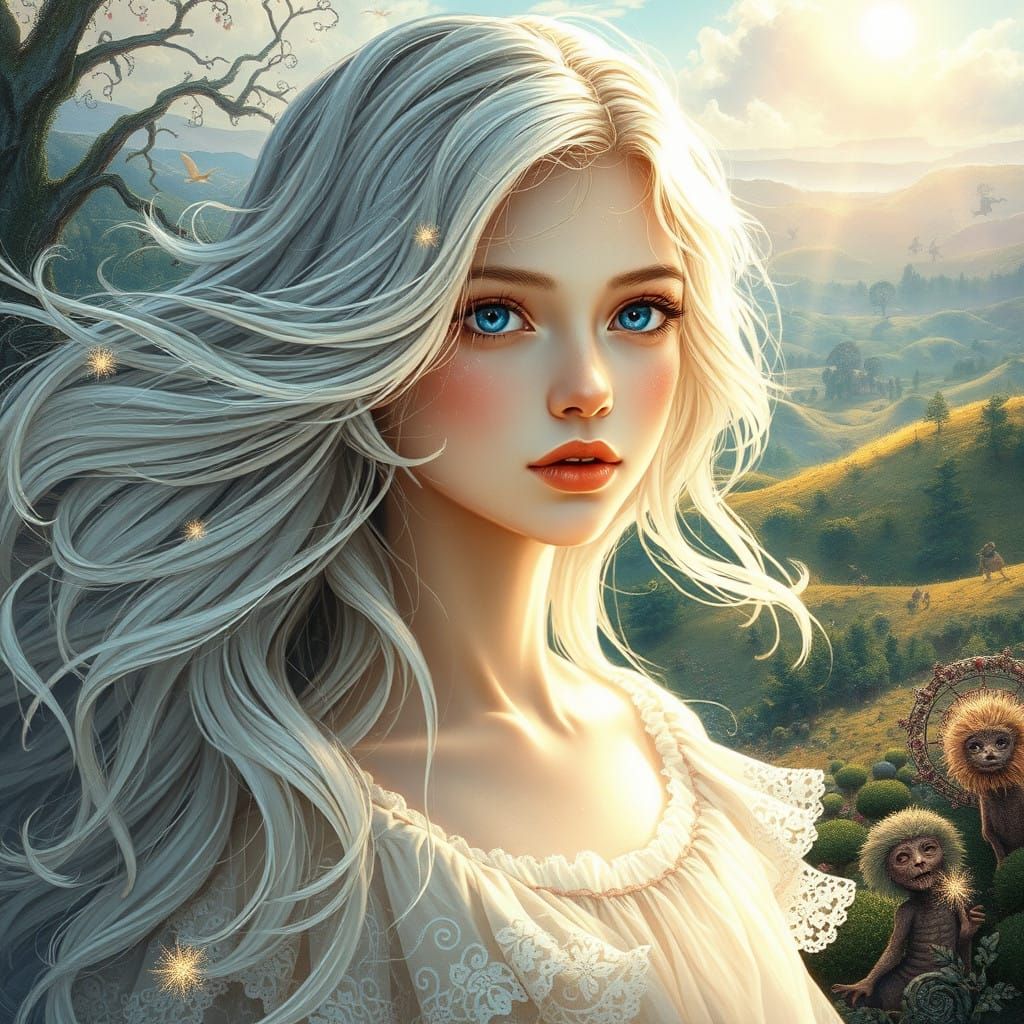 girl with flowing hair - girl with flowing hair