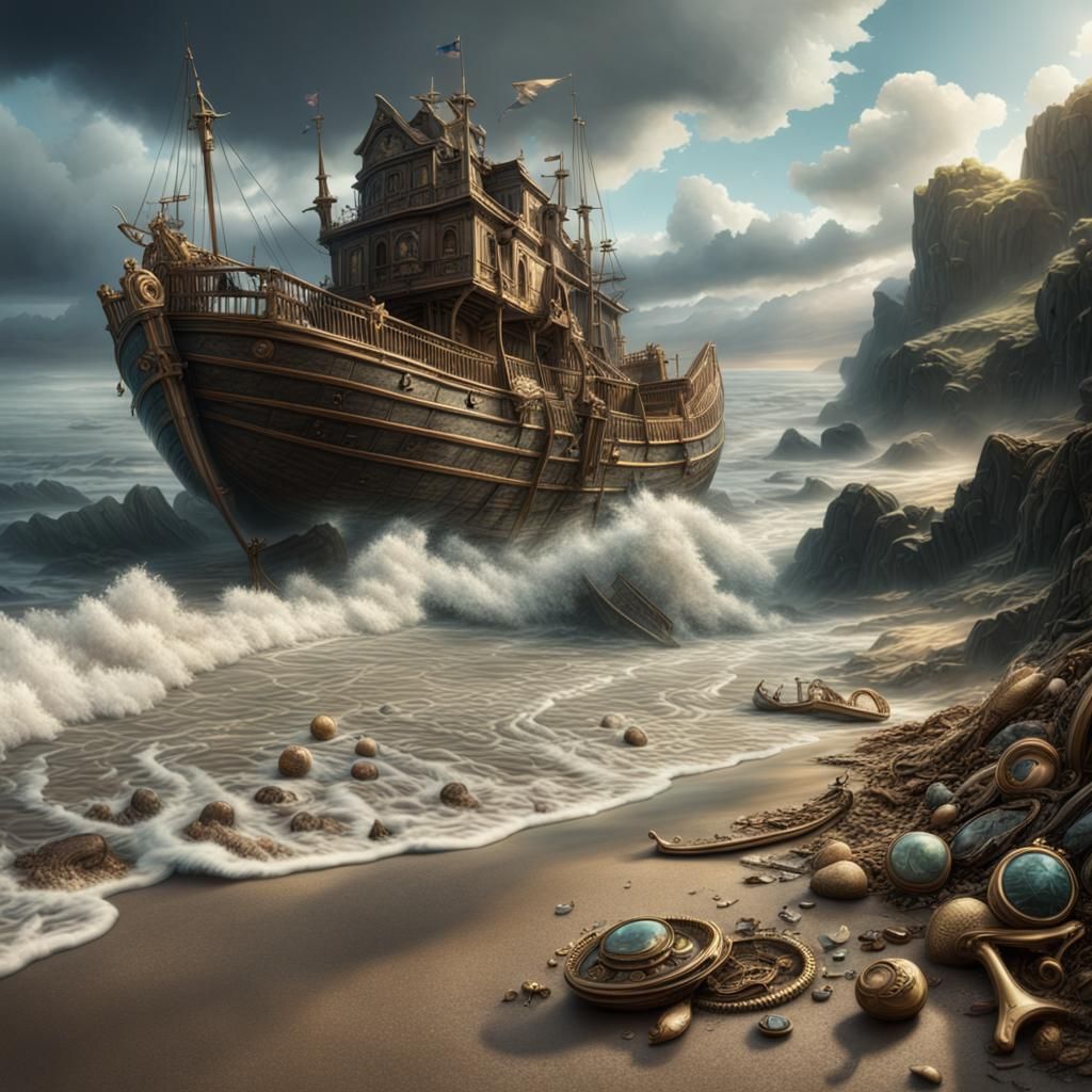 Treasures Washed Ashore - AI Generated Artwork - NightCafe Creator