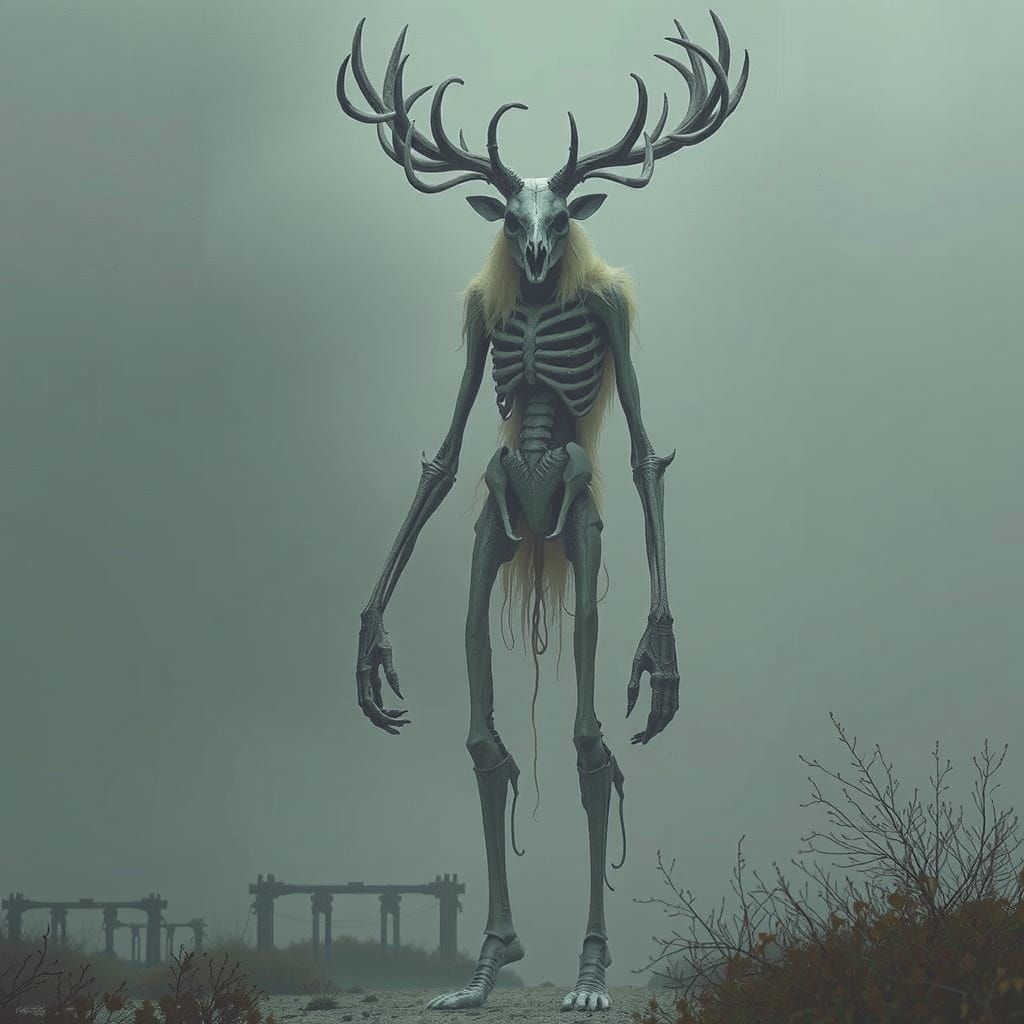 Ethereal Horror Emerges from Desolate Landscape in... - AI Art