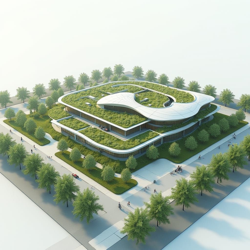 Green Commercial Building Floor Plan in Sustainabl... - AI Art