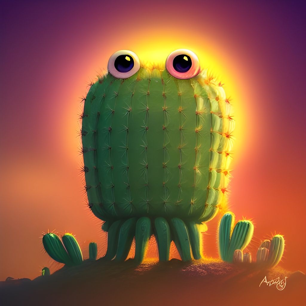 Cute addorable little hippy cactus creature .. - AI Generated Artwork ...