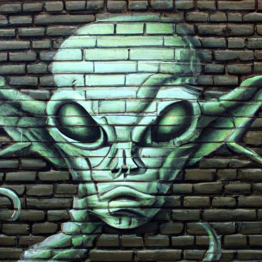 Alien painted on brick wall, grafitti, H.R. Giger, 8k resolution, a ...