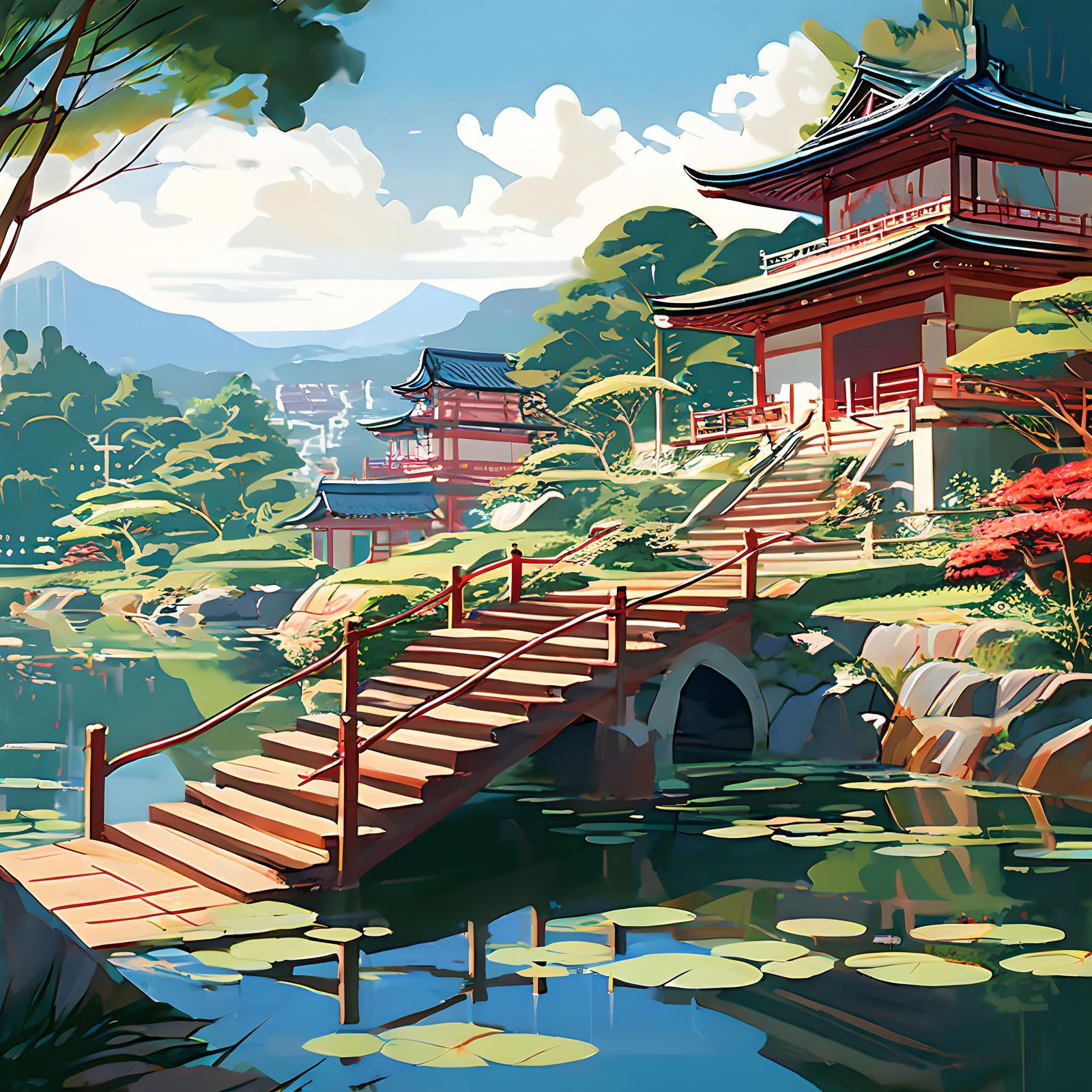 Studio Gibli Landscape - AI Generated Artwork - NightCafe Creator