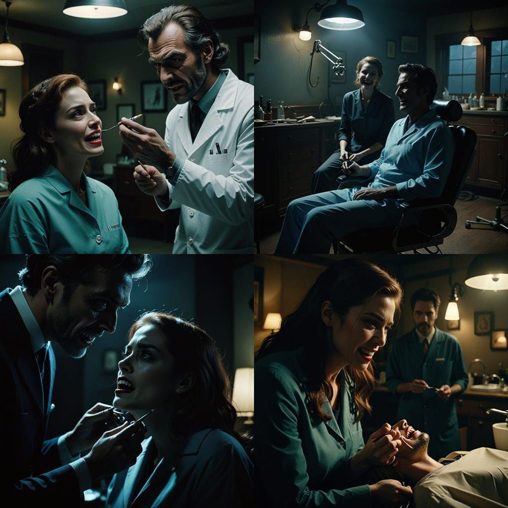 Evil Dentist in a Cinematic, Film-Grained Masterpi... - AI Art