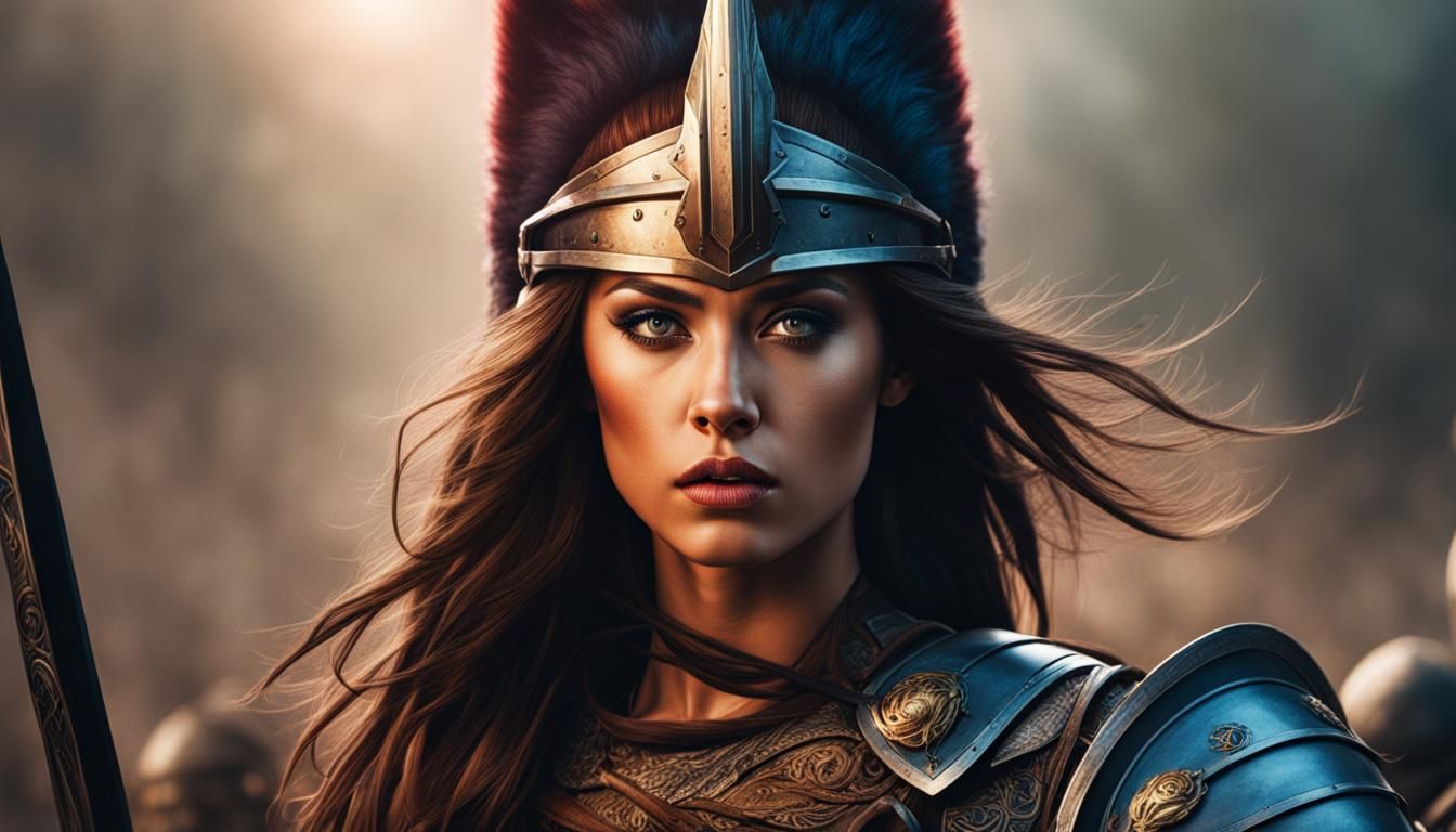 color graded, hyperrealism, photoillustration, fantasy, female warrior ...