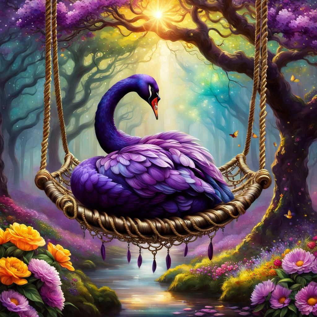 Purple Swan Swing - AI Generated Artwork - NightCafe Creator