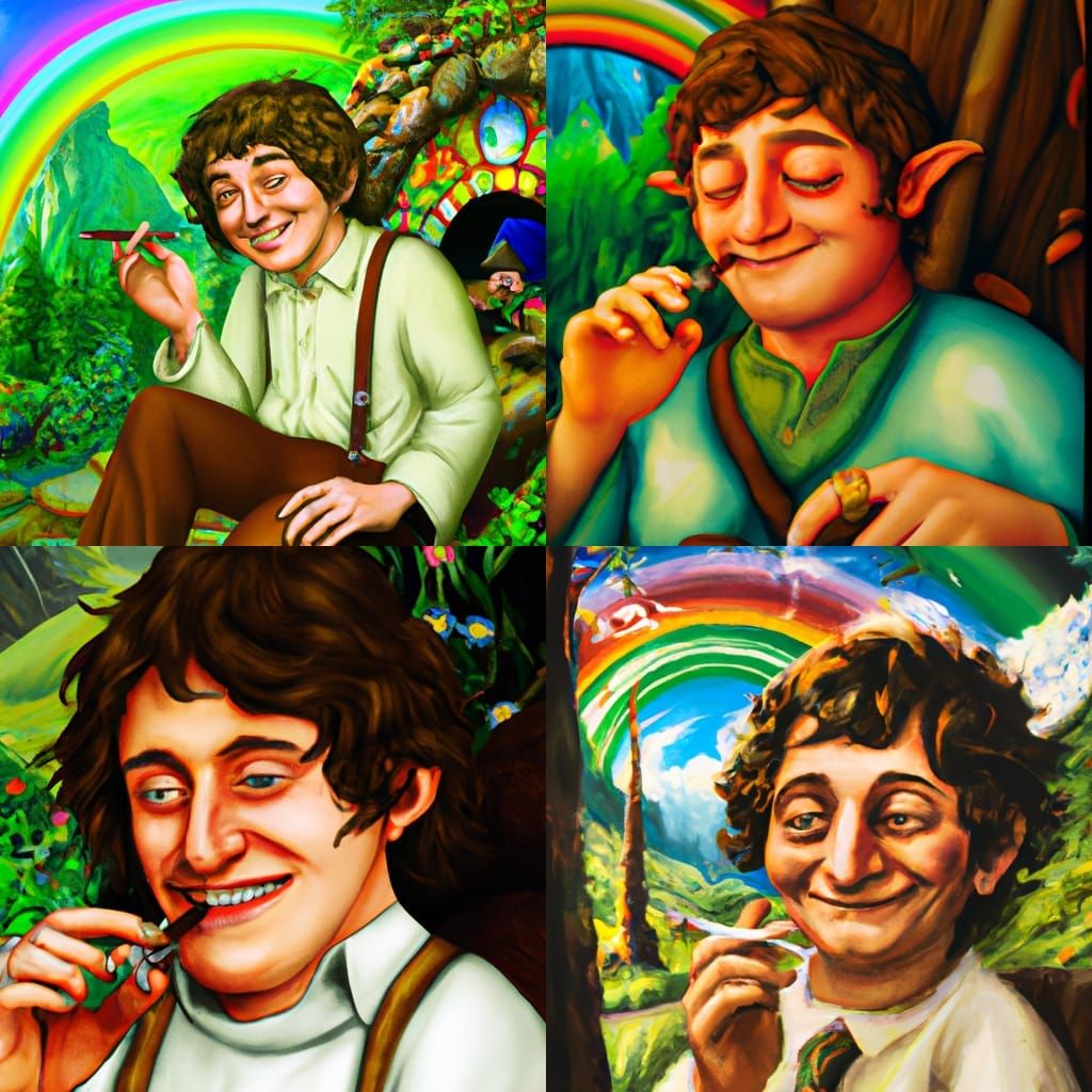 Frodo Baggins smoking a joint - AI Generated Artwork - NightCafe Creator