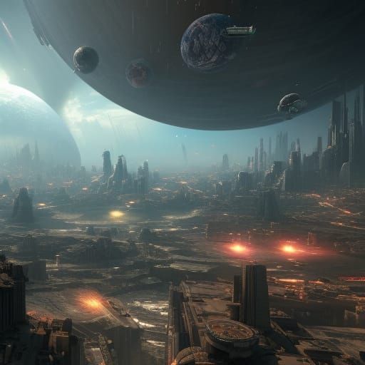 [Coruscant, "Death Star", planet's surface covered 100% with structures ...