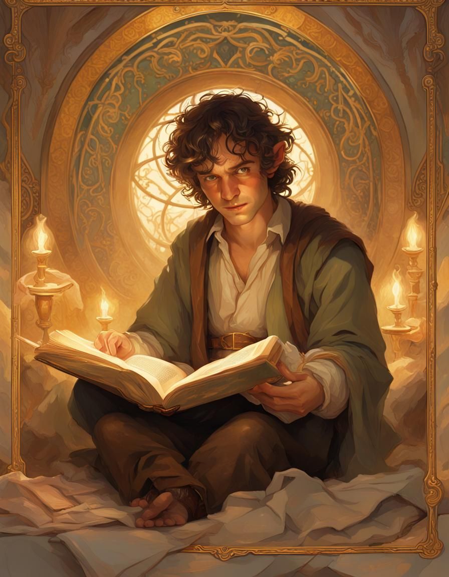 Frodo reading "There and Back Again" - AI Generated Artwork - NightCafe ...
