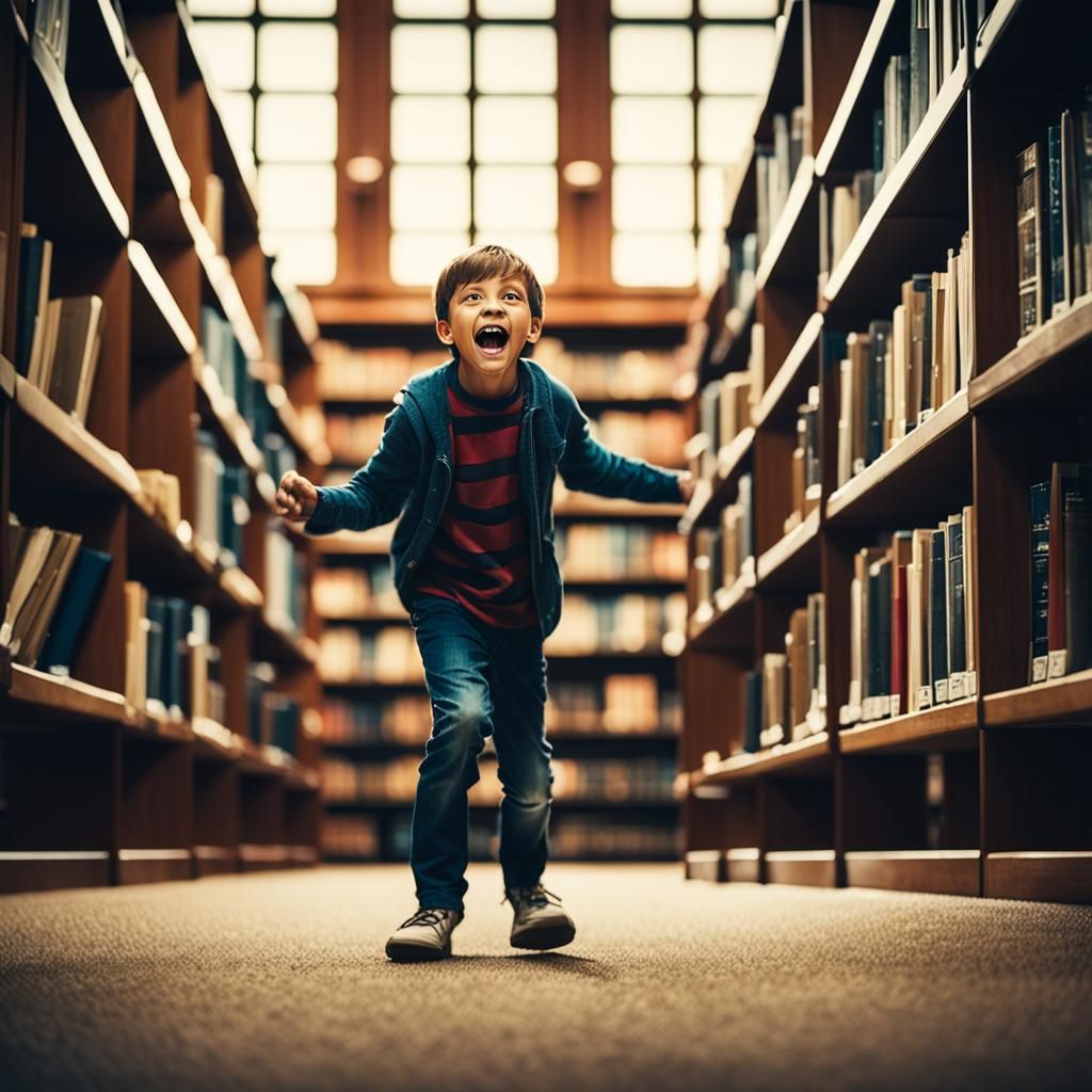 kid in a library excited - AI Generated Artwork - NightCafe Creator