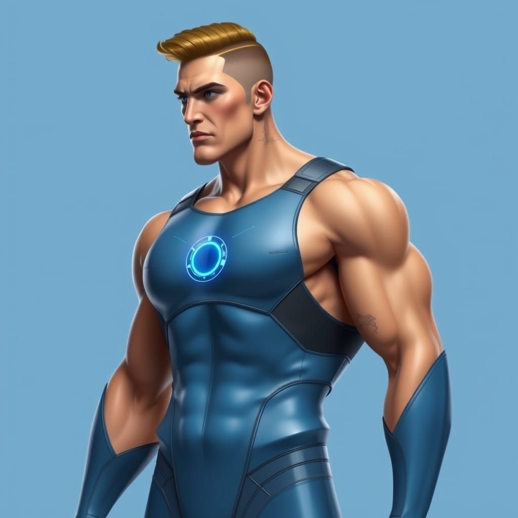 Confident Futuristic Warrior with Muscular Physiqu... - AI Art