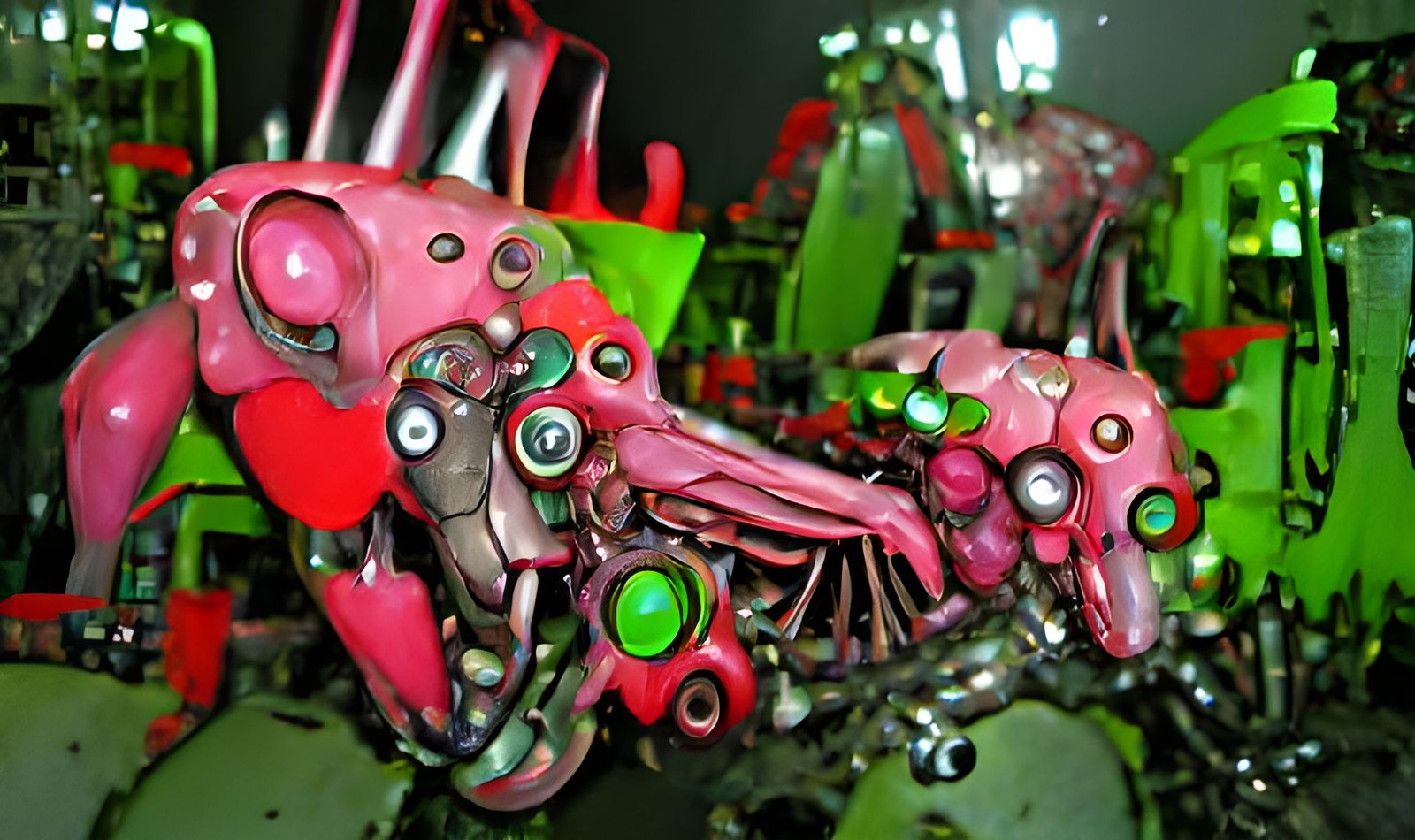 supernatural biomorphic creature made of flesh and steel and porcelain ...