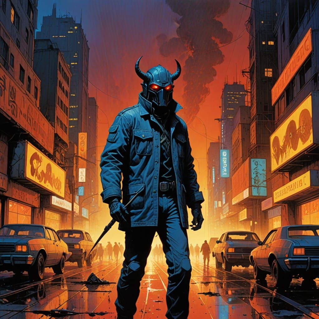 THe Crowbar - Rugged Brawler Defies Medieval Demon in Neon-D...