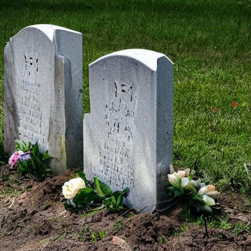 two grave tomb stones next to each other one with fresh flowers and the ...