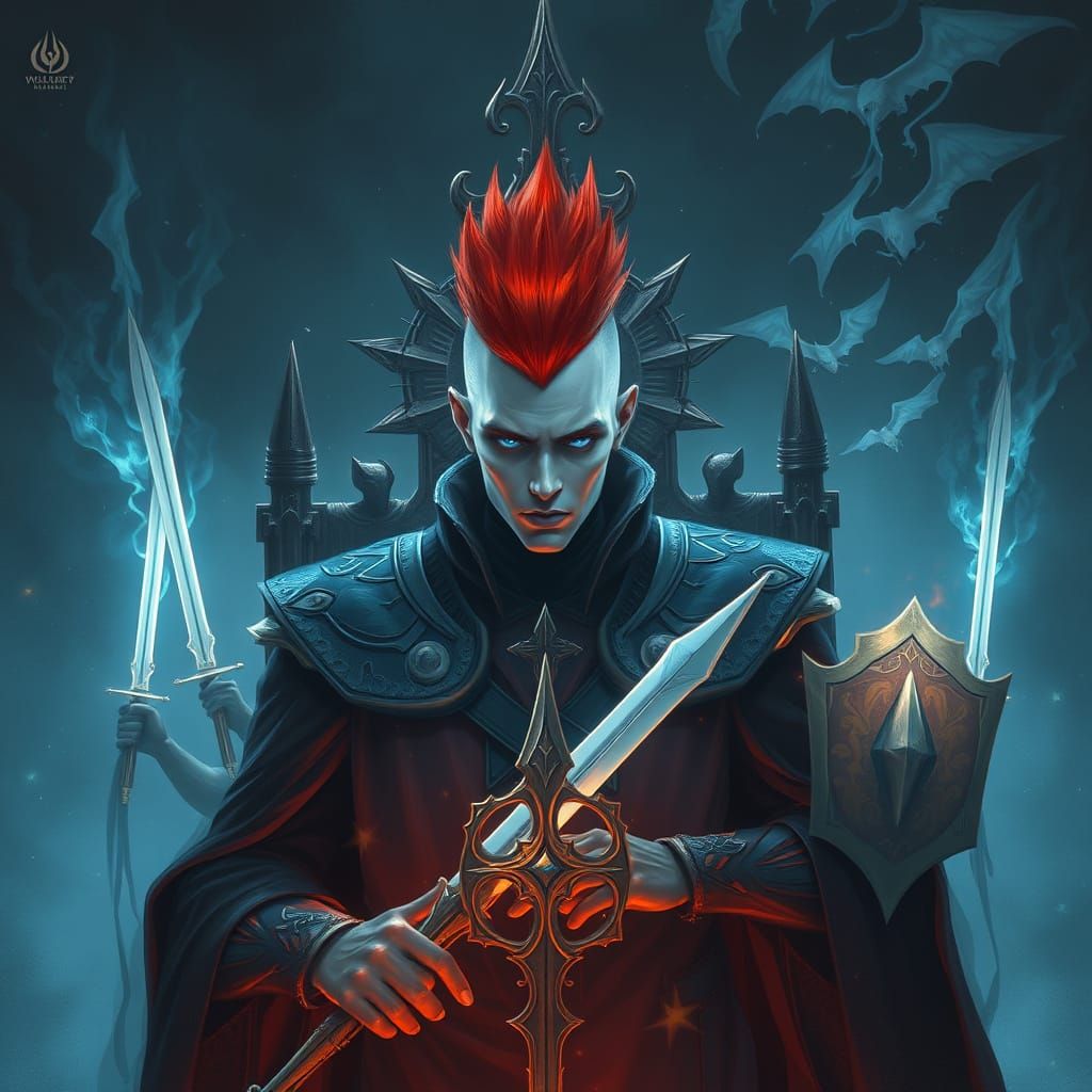 Ghost Prince with Celestial Servants: Dark Mystica... - AI Art