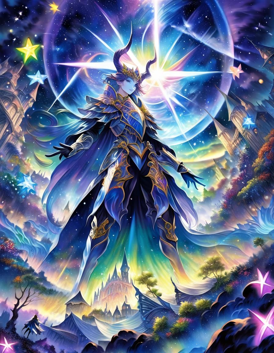 Epic Wizard Knight in Medieval Fantasy City - AI Art