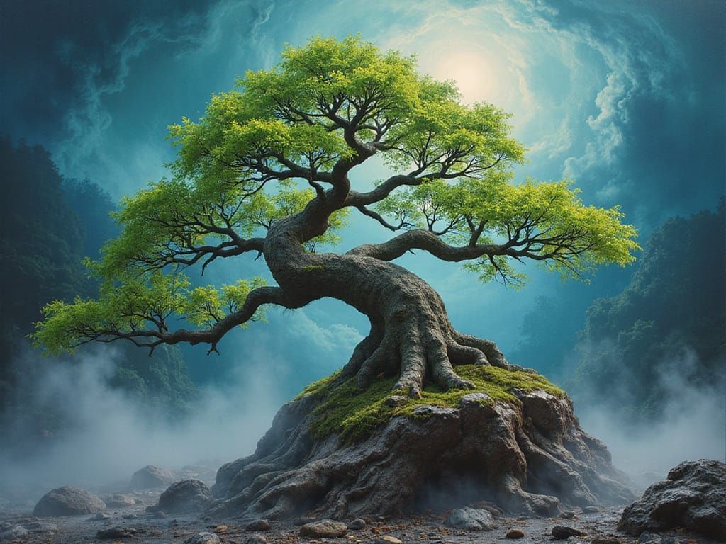 Surrealist Bonsai Tree in Liminal Space - AI Art