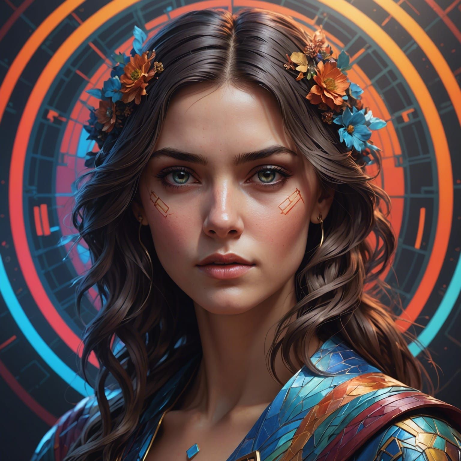 female portrait on hexadecimal color code surface - AI Generated ...