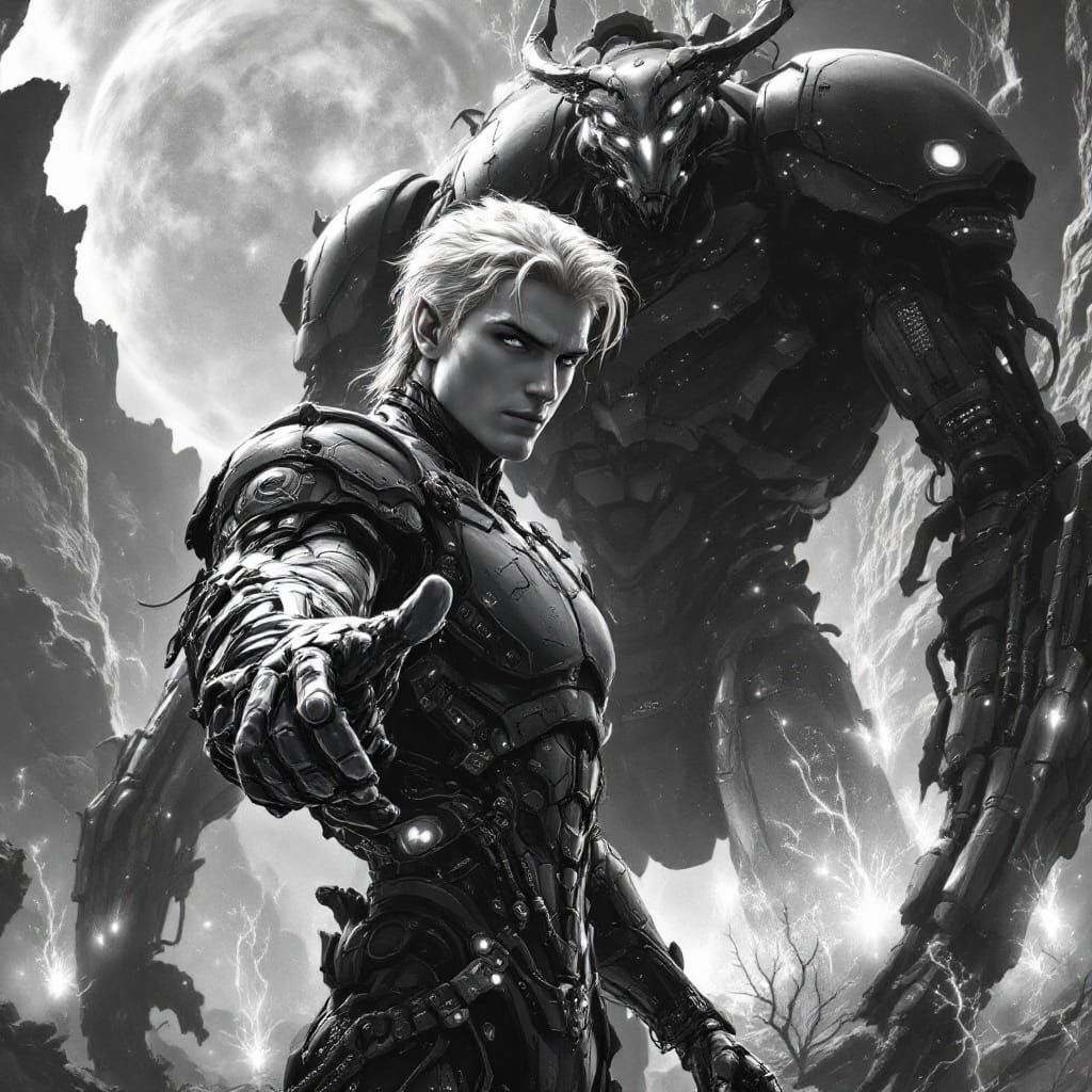 Ghost - Cyborg Elf Hero Stands Tall on Battle-Mech