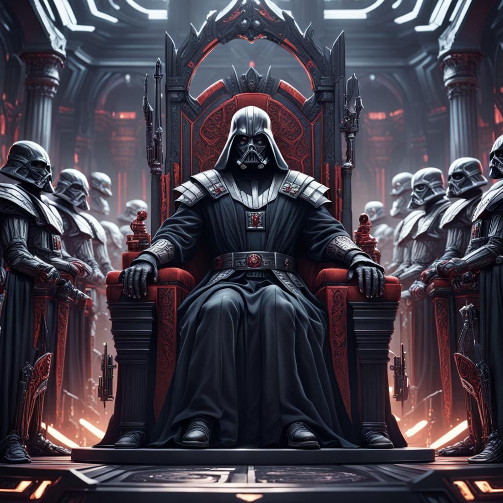Male Sith On A Throne Surrounded By Gaurds