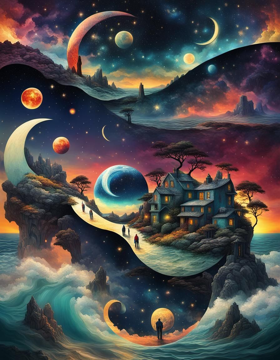 Dimensional time warp beach sunset - AI Generated Artwork - NightCafe ...