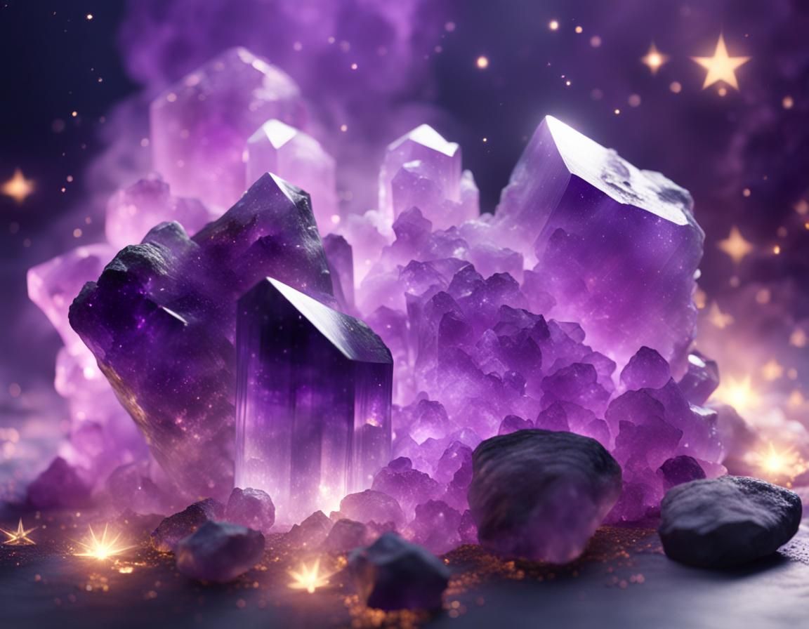 Purple kunzite crystals - AI Generated Artwork - NightCafe Creator