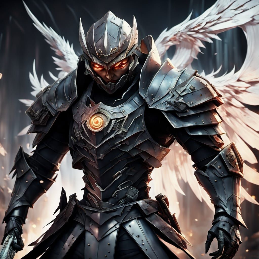 Angel in WW1 Soldier Attire Battles Medieval Demon... - AI Art