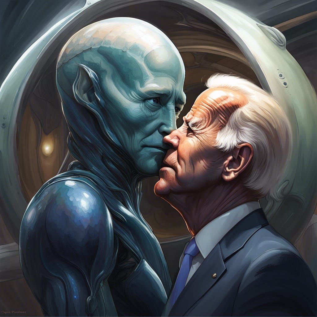 Joe Biden Sniffing Alien 😂🤣😍 - AI Generated Artwork - NightCafe Creator